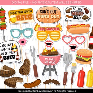 Printable Summer Party Photo Booth Props Bundle - Summer BBQ Party ...