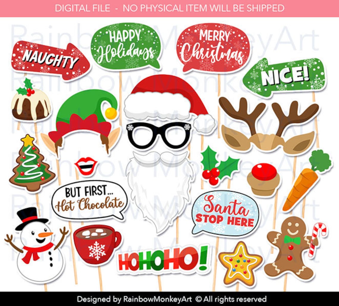 Printable Christmas Party Photo Booth Props Christmas Party - Etsy