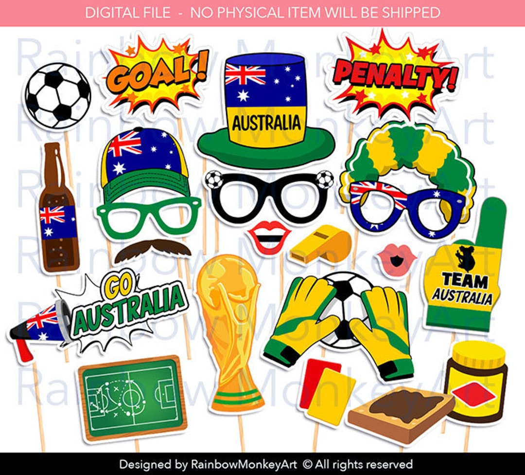 Printable Team Australia Soccer Photo Booth Props - Australia Soccer ...