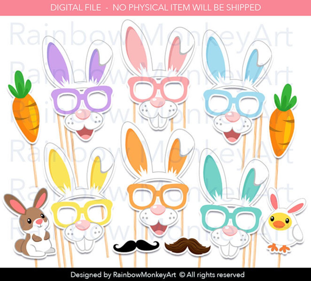 Printable Easter Party Celebration Photo Booth Props - Bunny Mask ...
