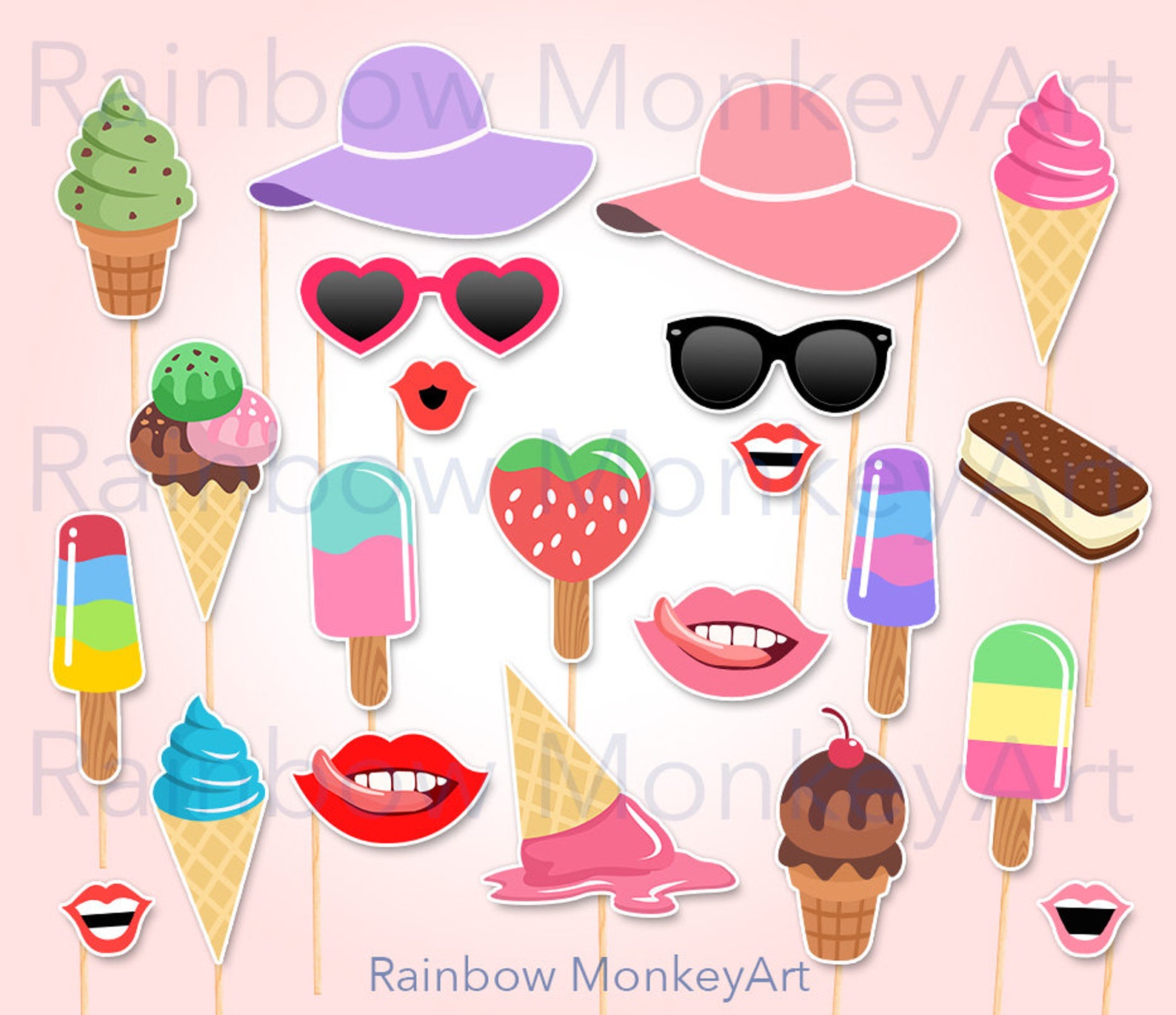 Printable Ice Cream Photo Booth Props Ice Cream Shoppe - Etsy