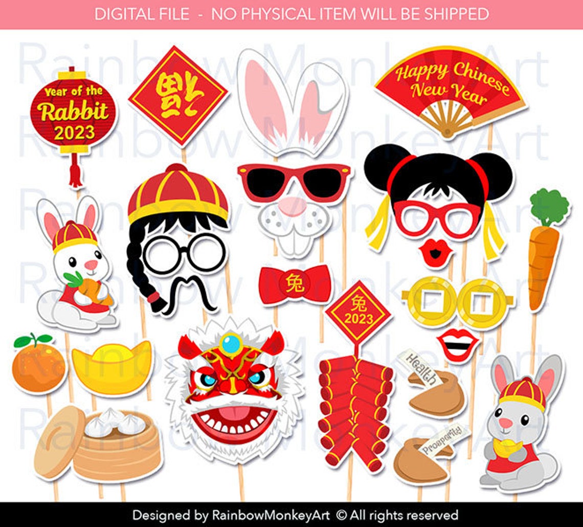 Printable 2023 Chinese New Year Photo Booth Props Year of - Etsy