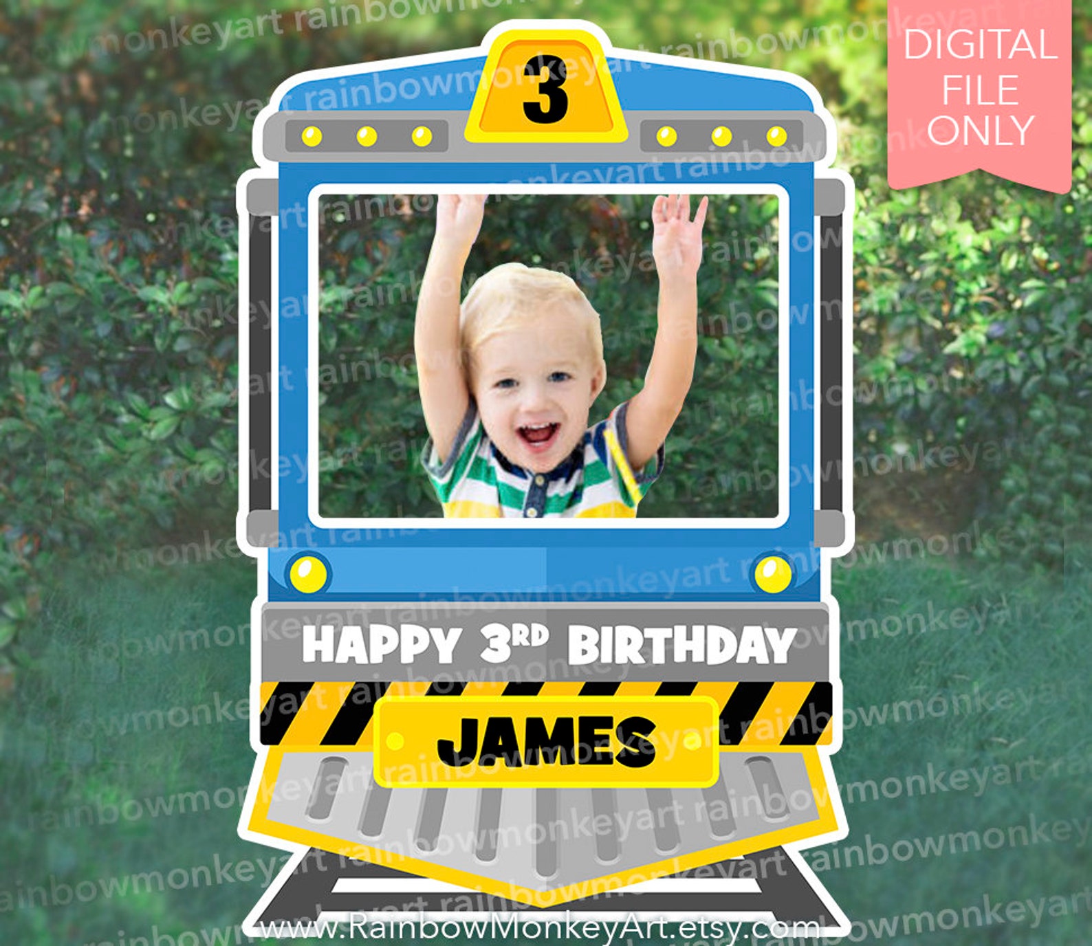 Train Printable Photo Booth Frame Blue Train Photo Booth | Etsy