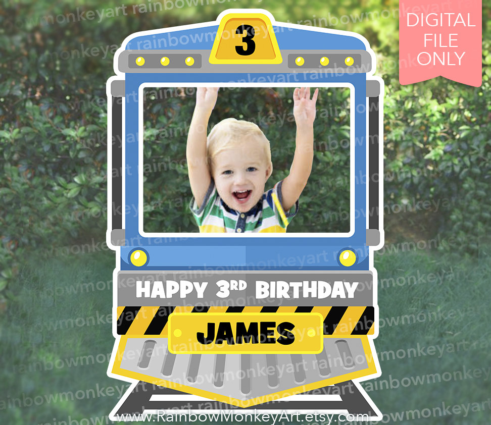 Train Printable Photo Booth Frame Blue Train Photo Booth | Etsy