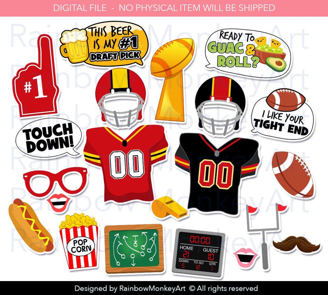 Printable Football Photo Booth Props, Football Party Photobooth Props ...