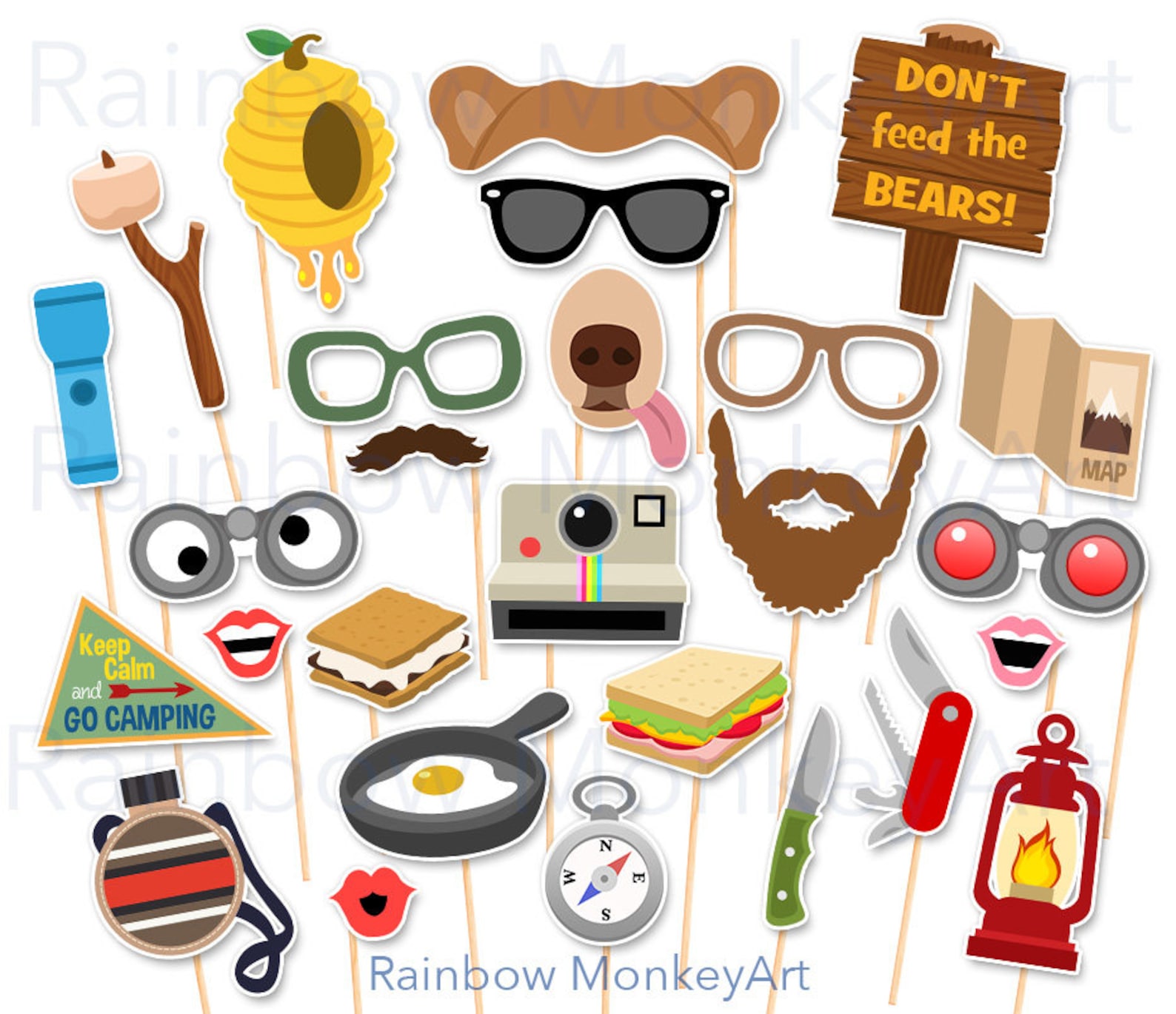 Printable Camping Photo Booth Props Camping Photobooth Props - Etsy UK