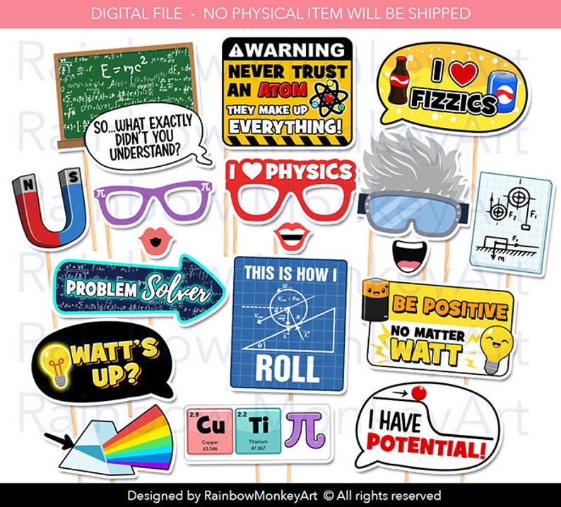 Physics Photo Booth Props: Science Classroom Decor (digital Download ...