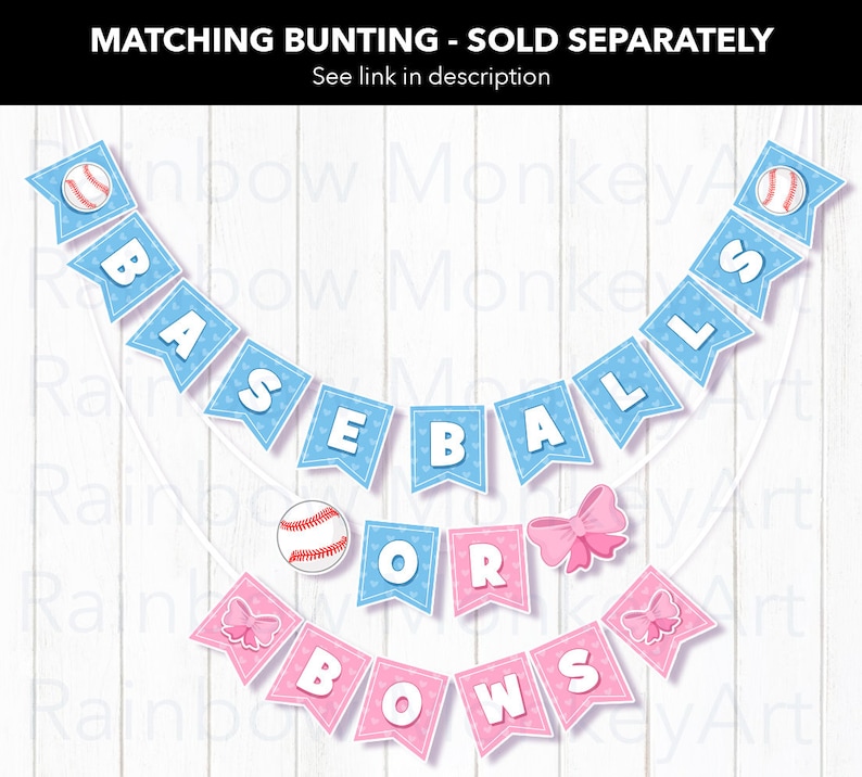 Printable Gender Reveal Baby Shower Photo Props Baseball or - Etsy