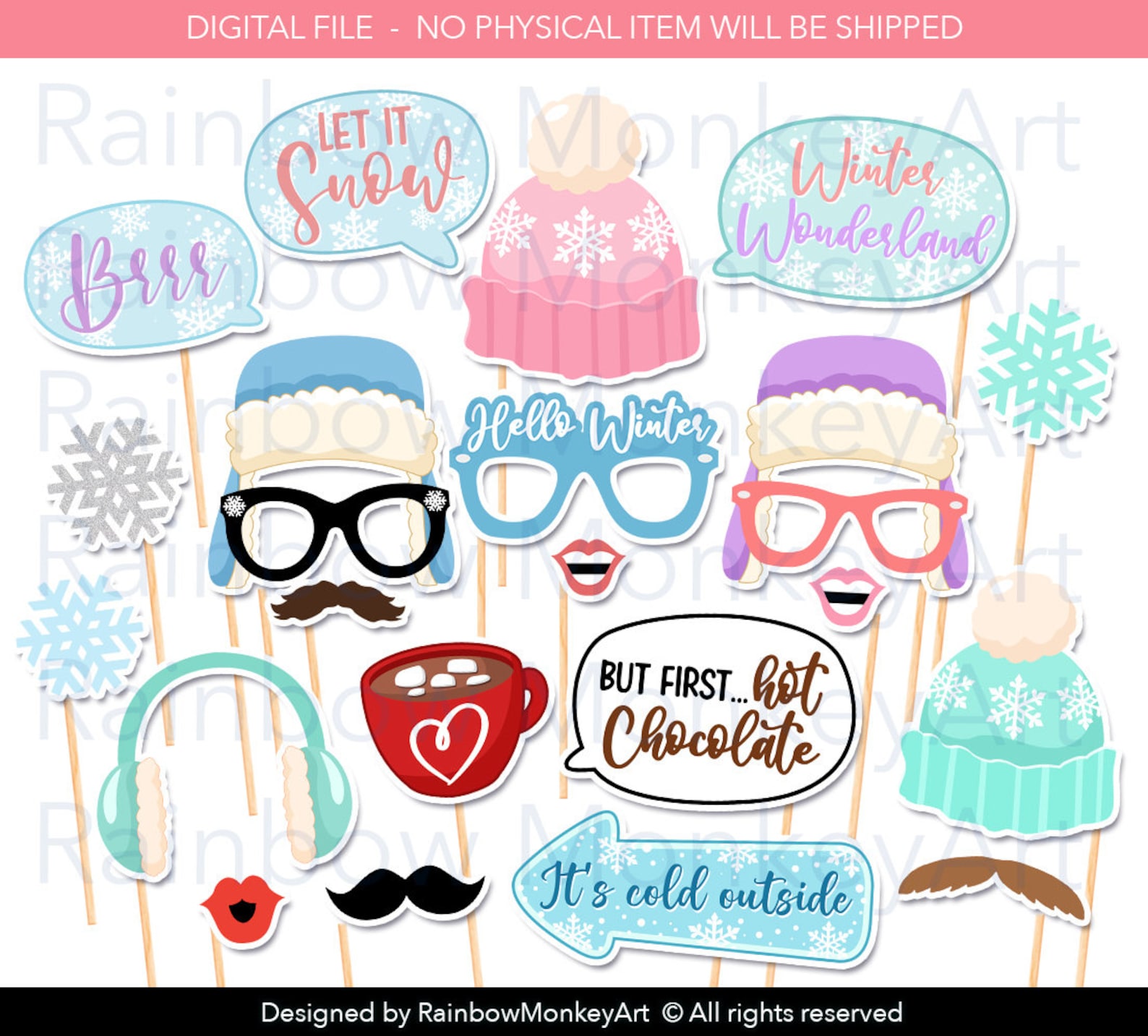 Printable Winter Photo Booth Props Winter Party Photobooth - Etsy