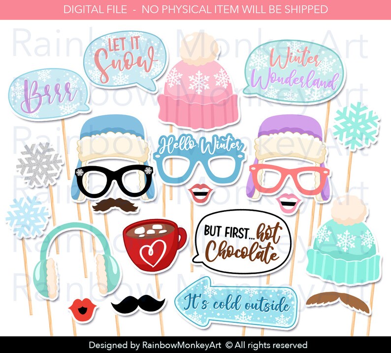 Printable Winter Photo Booth Props Winter Party Photobooth - Etsy