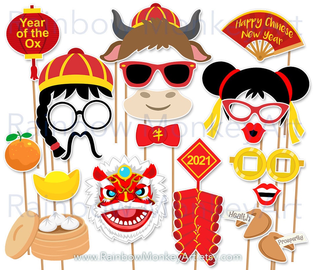 Chinese New Year Photo Booth Props: Year of the Ox (digital Download ...