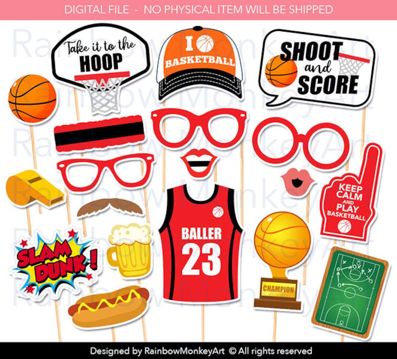 Printable Basketball Photo Booth Props Basketball Photobooth - Etsy