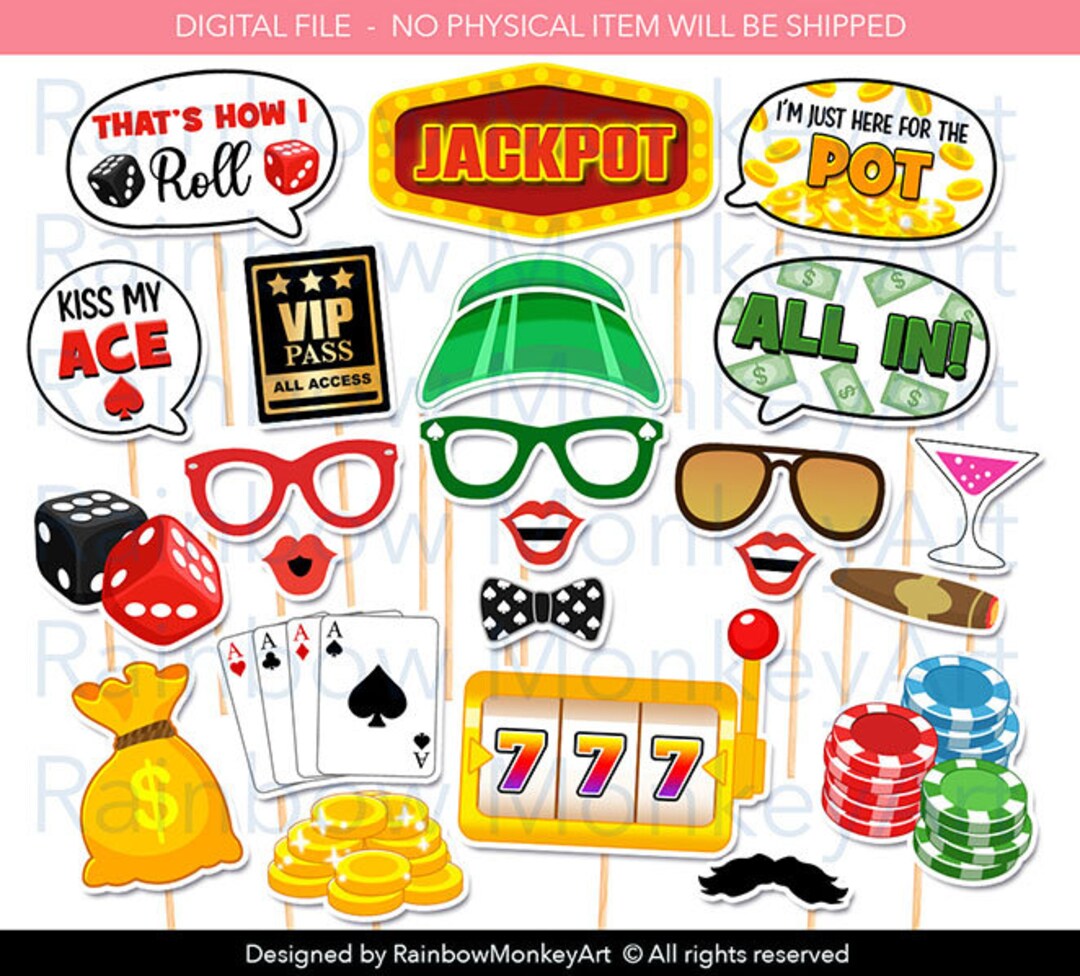 Printable Casino Party Photo Booth Props - Poker Night Photobooth Props ...