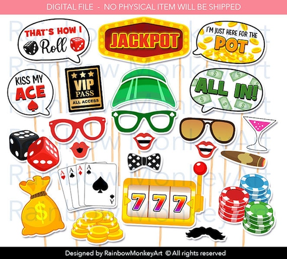 Printable Casino Party Photo Booth Props Poker Night - Etsy