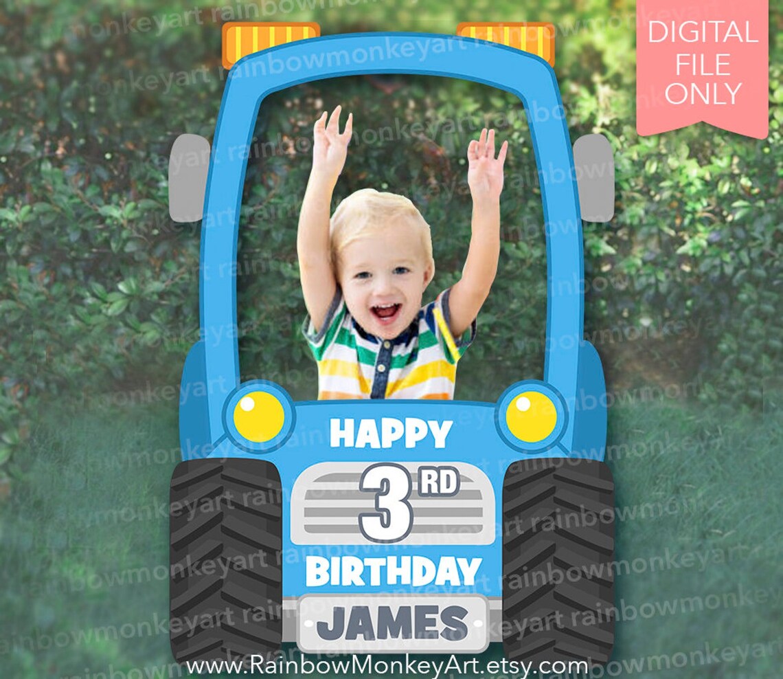 Tractor Printable Photo Booth Frame Green Blue Red Tractor - Etsy