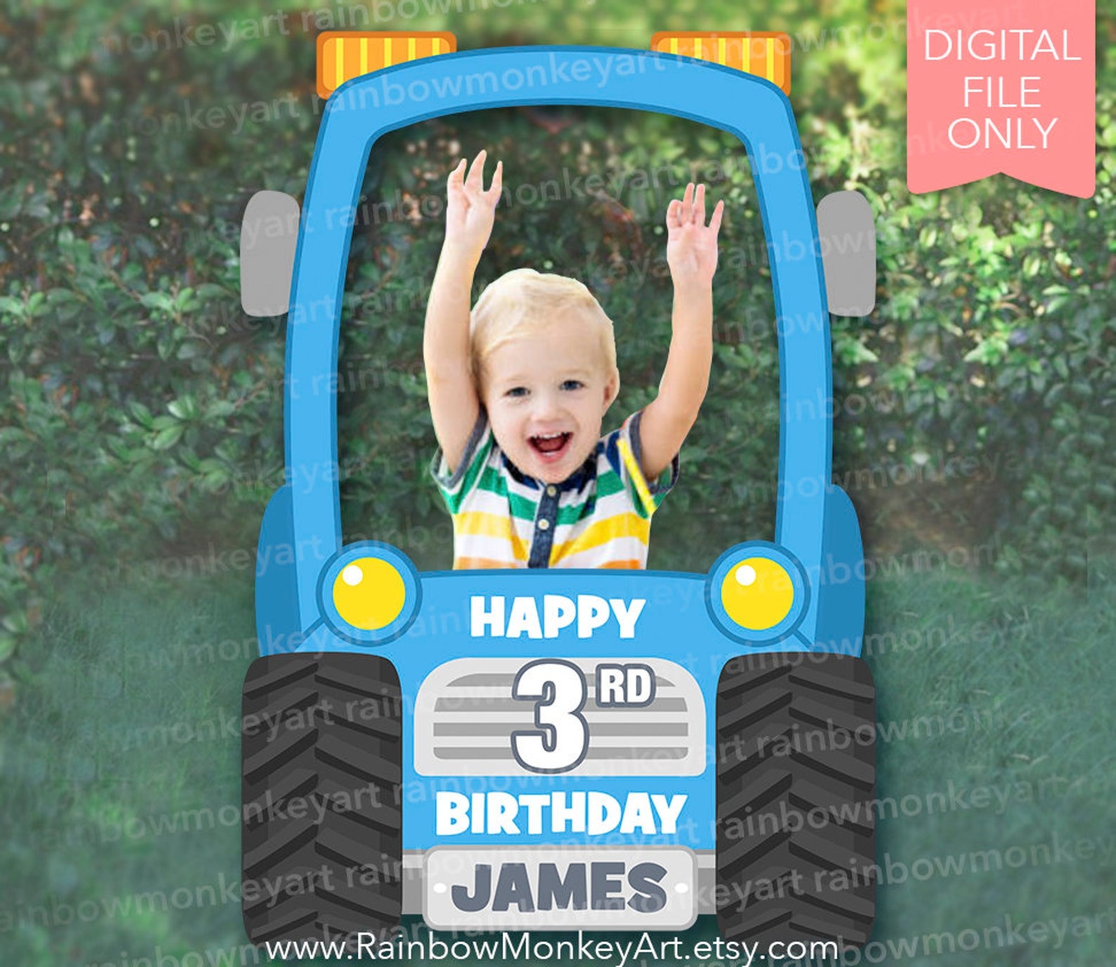 Tractor Printable Photo Booth Frame Green Blue Red Tractor - Etsy