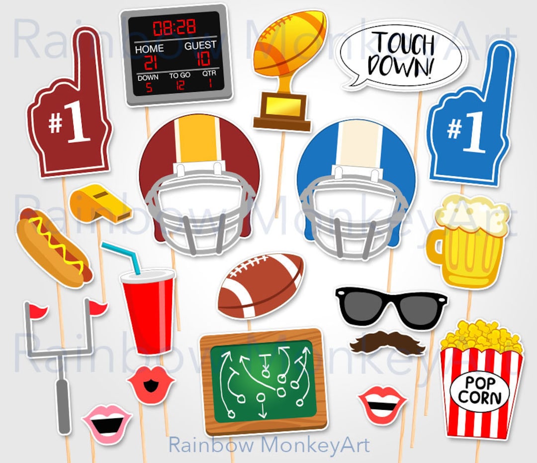 Printable Football Photo Booth Props - Football Party Photobooth Props ...