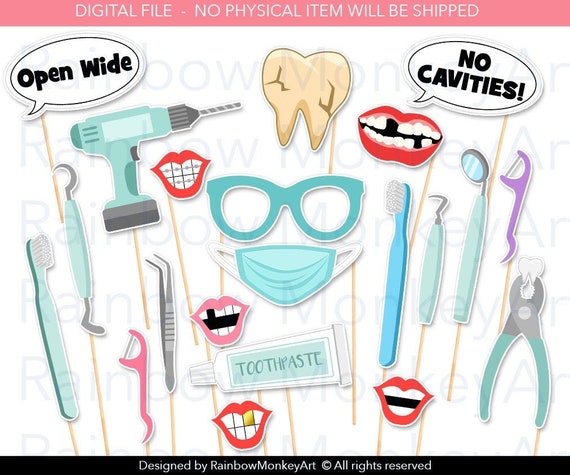 Printable Dentist Photo Booth Props First Dental Dentist | Etsy