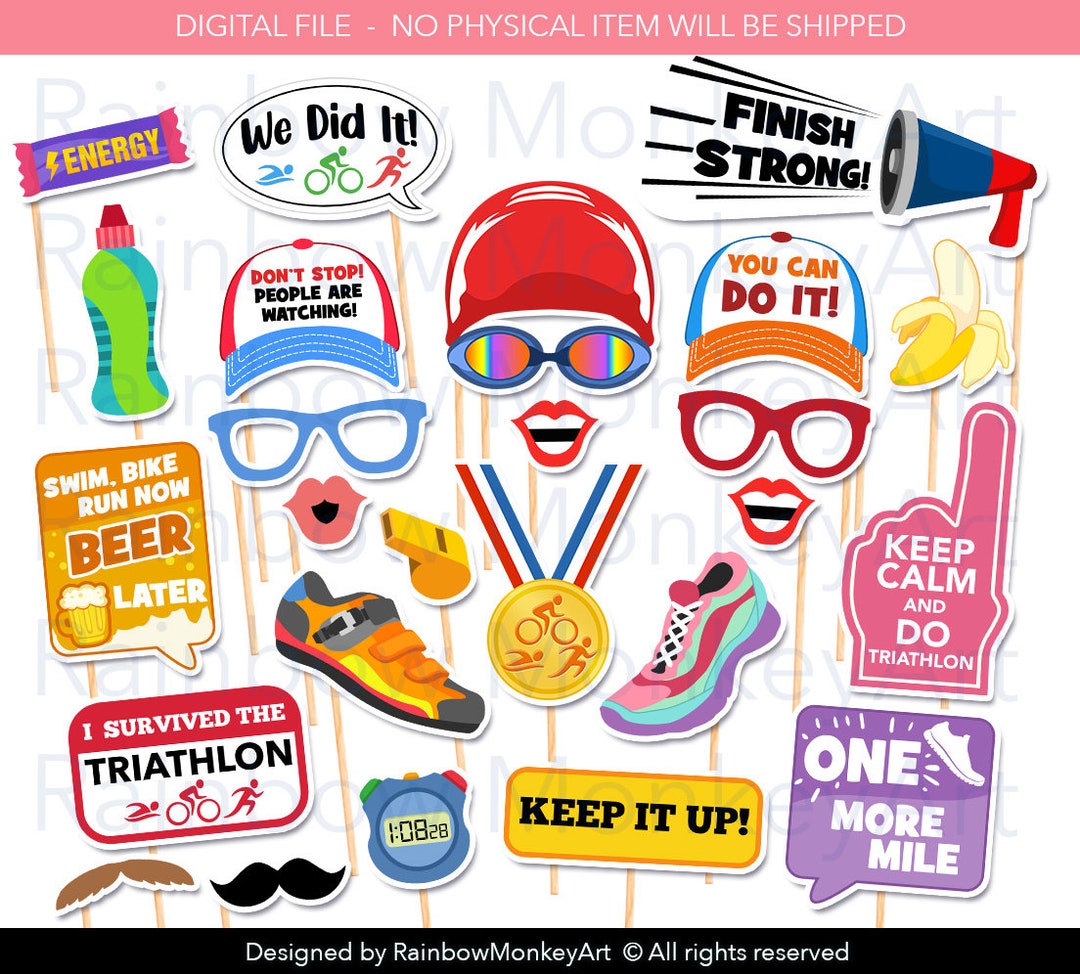 Triathlon Photo Booth Props: Race Day Printables (PDF) - Etsy