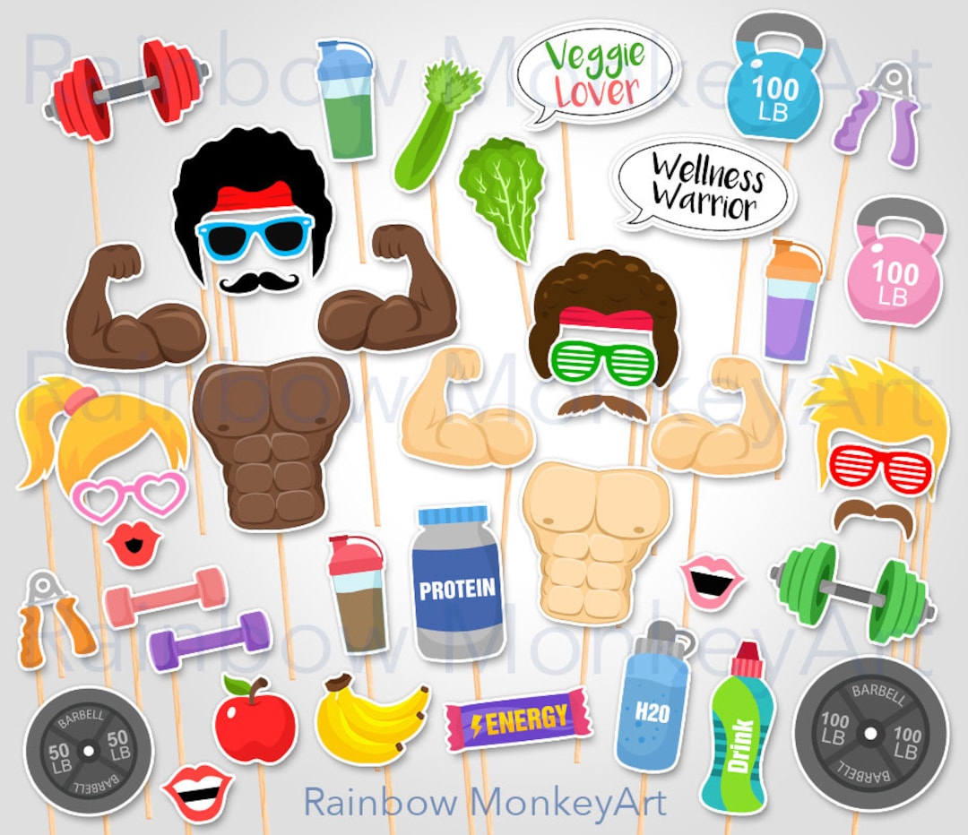 Fitness Photo Booth Props: Gym Party Decorations (digital Download) - Etsy