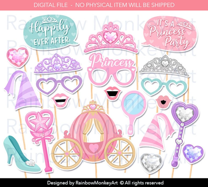Printable Princess Photo Booth Props Princess Party - Etsy