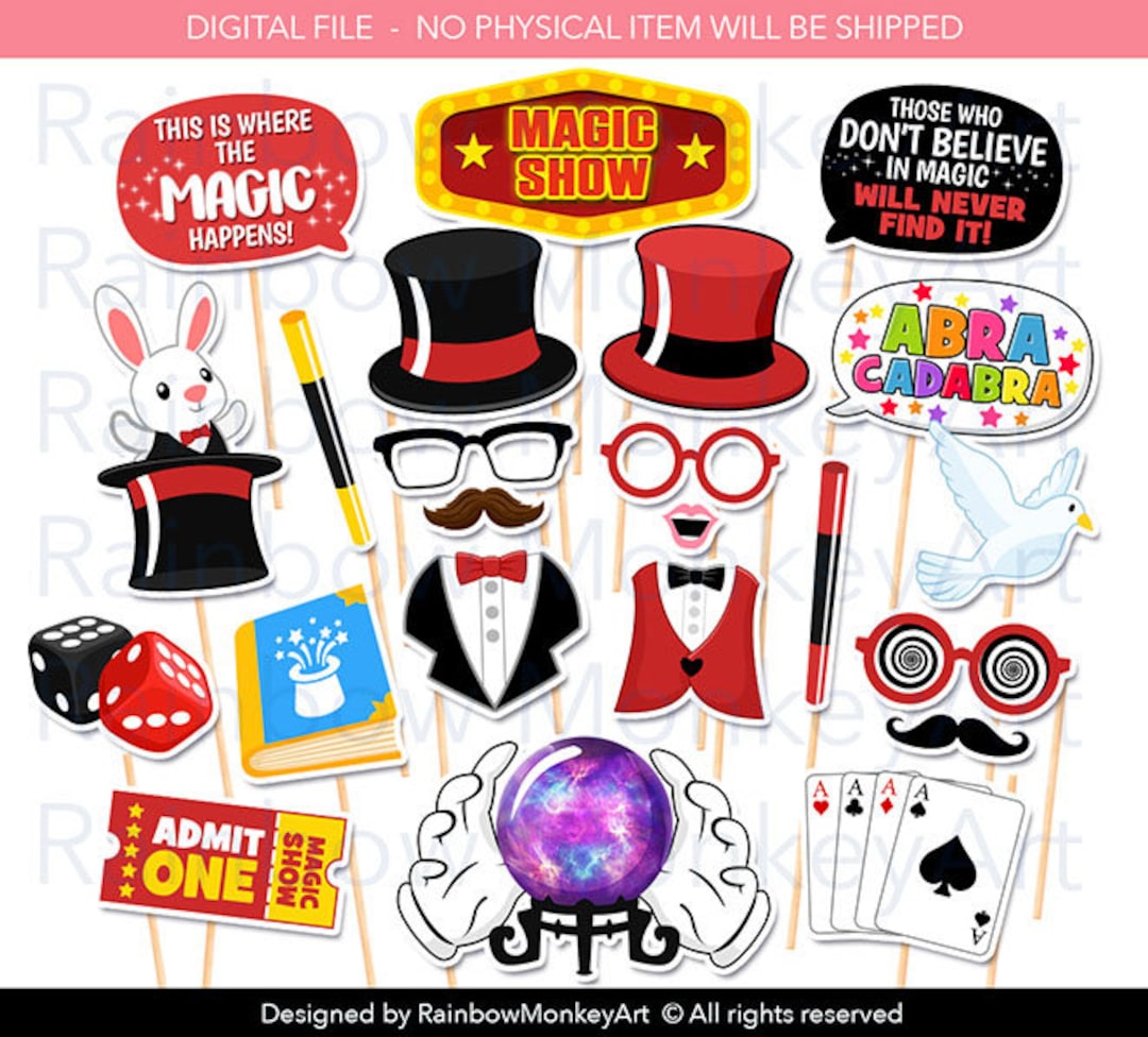 Printable Magic Show Photo Booth Props - Magic Show Party Photobooth ...