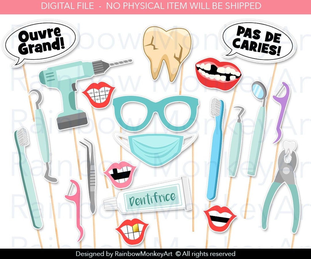 Printable Dentist Photo Booth Props (french Version) - First Dental ...