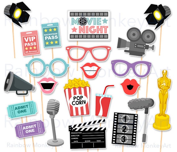 Printable Movie Night Photo Booth Props Oscar Awards | Etsy