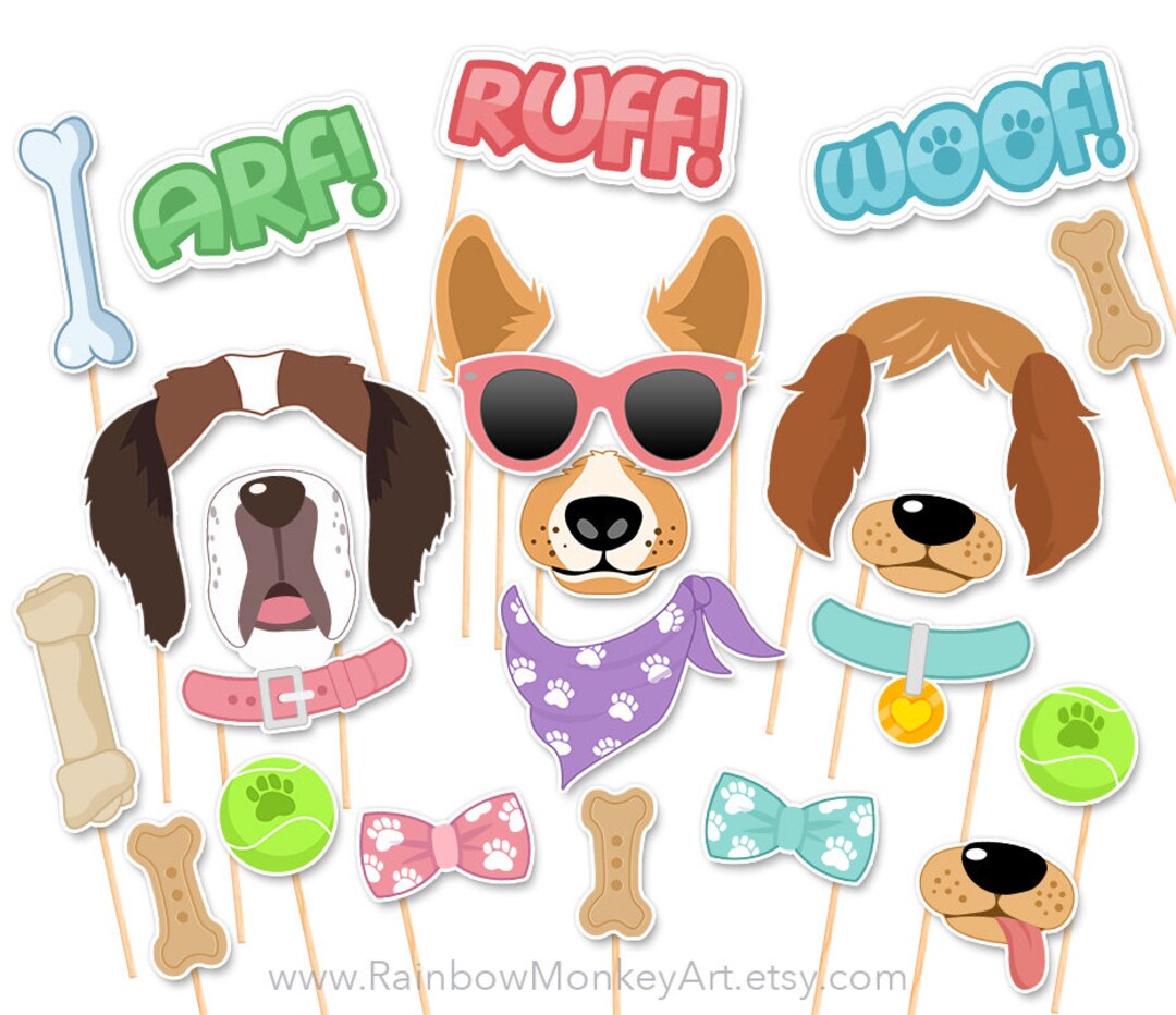 Printable Dog Party Photo Booth Props - Puppy Photobooth Props - St ...