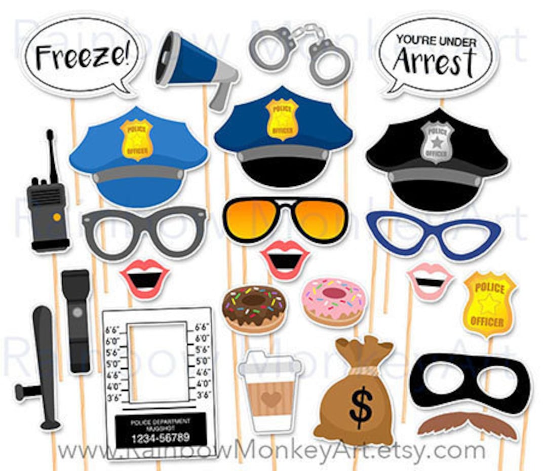 Printable Police Robber Photo Booth Props - Police Kids Party Decor ...