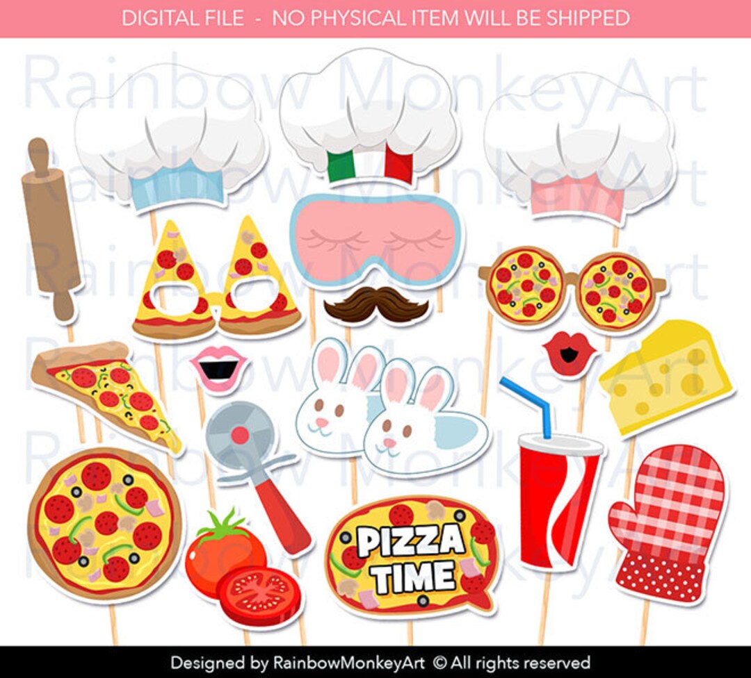 Pajamas and Pizza Photo Booth Props - Printable Pajamas and Pizza Photo ...