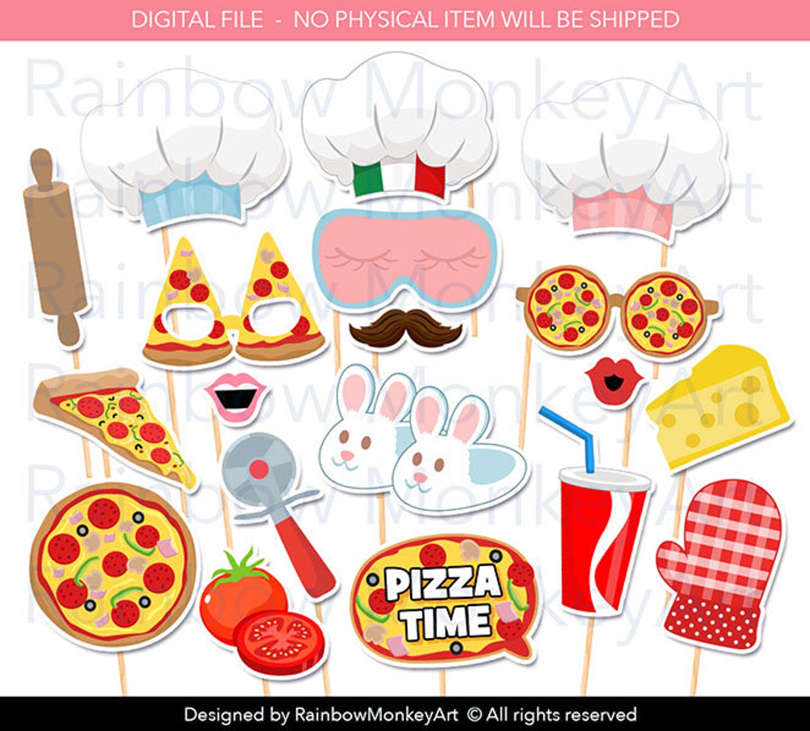 Pajamas and Pizza Photo Booth Props Printable Pajamas and Pizza Photo ...