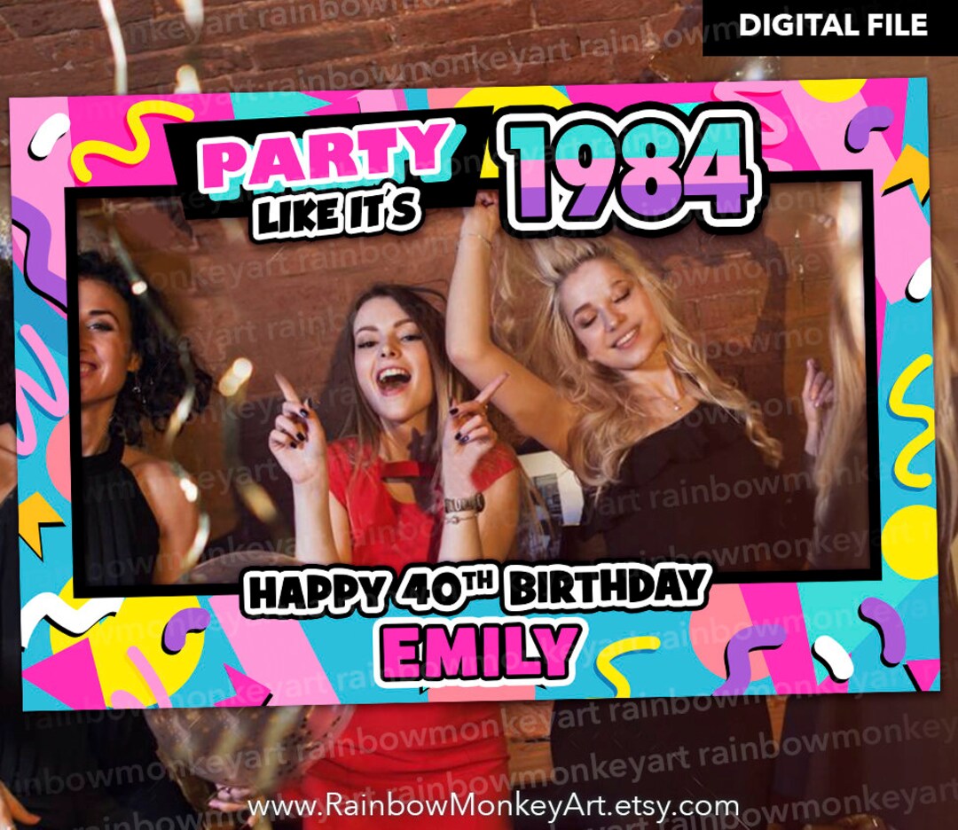 Printable 80s Photo Booth Frame: Personalized Party Prop (digital ...