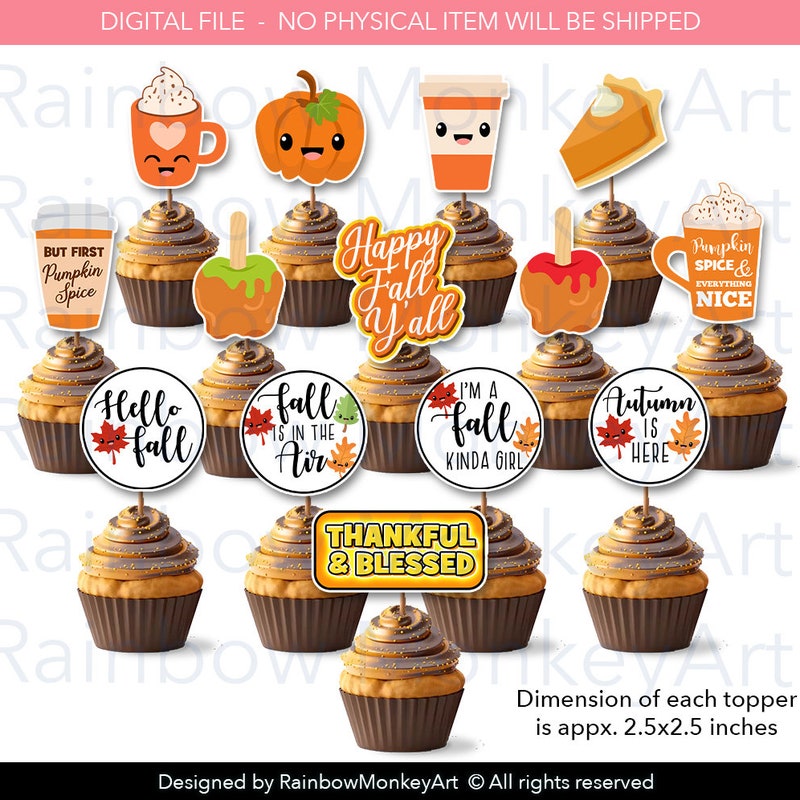 Fall Cupcake Toppers - Etsy
