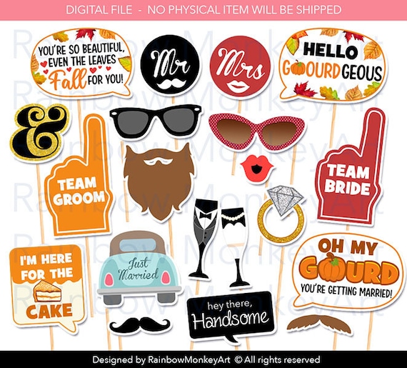 Printable Fall Wedding Photo Booth Props Autumn Wedding - Etsy