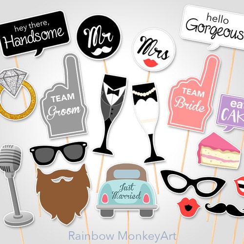 Wedding Photo Booth Props Printable Wedding Signs 26 Party - Etsy