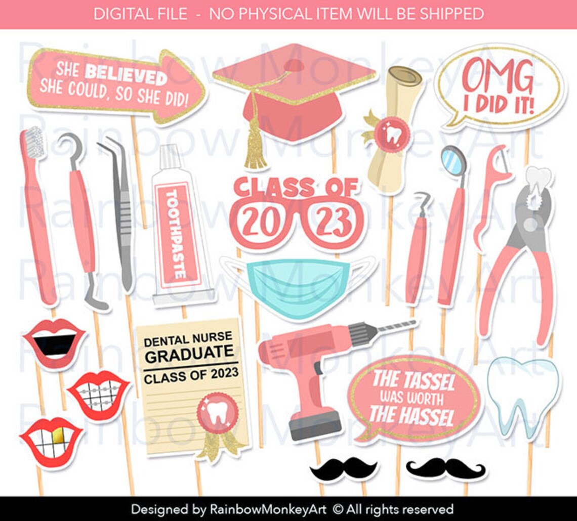 Printable 2023 Dental Nurse Graduation Photo Booth Props - Etsy