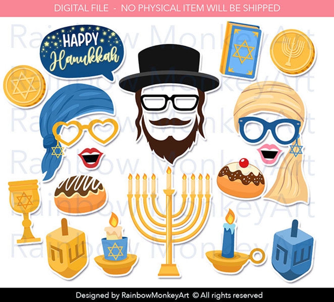 Printable Hanukkah Party Photo Booth Props - Hanukkah Photobooth Props ...