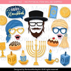 Printable Hanukkah Party Photo Booth Props - Hanukkah Photobooth Props ...