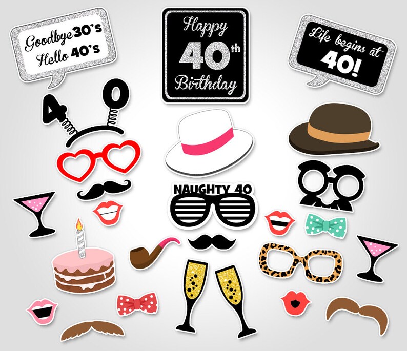 Printable Birthday Prop Printable 40th Birthday Photo Booth | Etsy UK