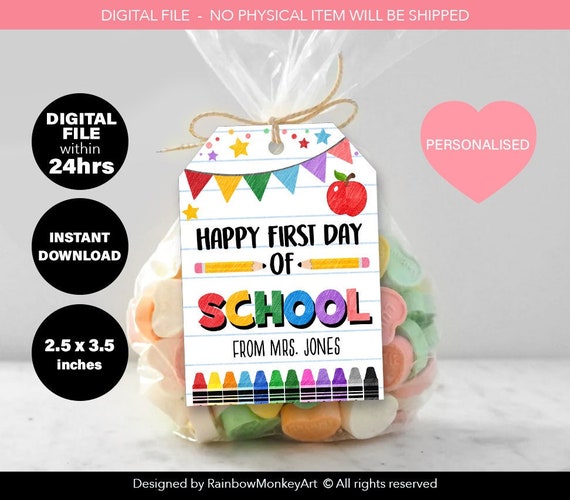 Personalised Printable First Day of School Tag Back to School - Etsy