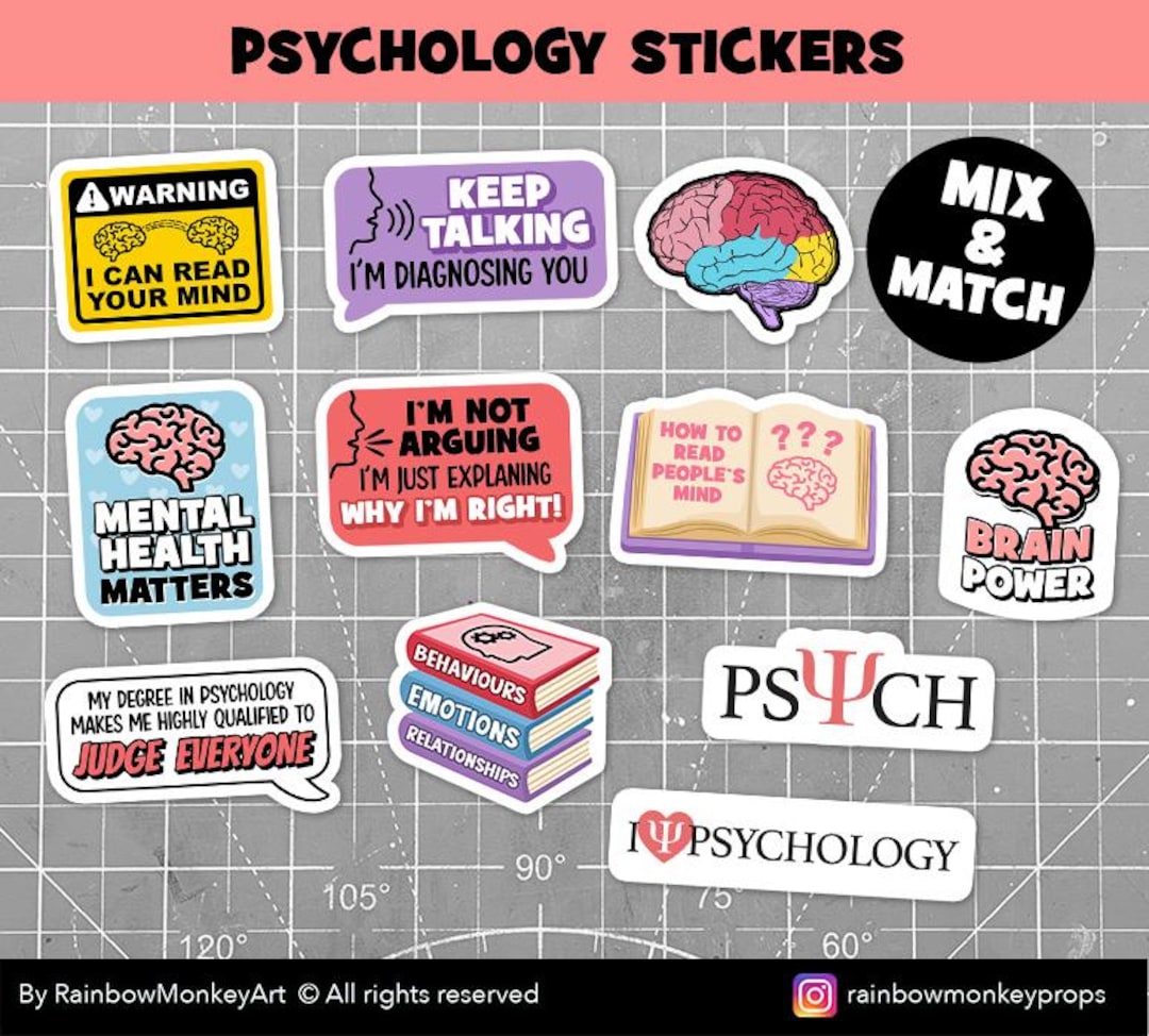 Psychology Puns Sticker Mix and Match, 2 Inch Sticker, Funny Psychology ...