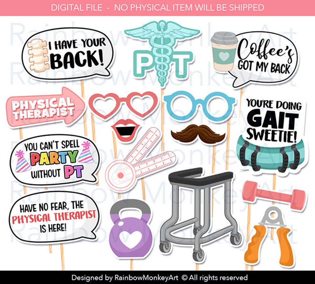 Printable Physical Therapist Photo Booth Props - Funny Physical ...