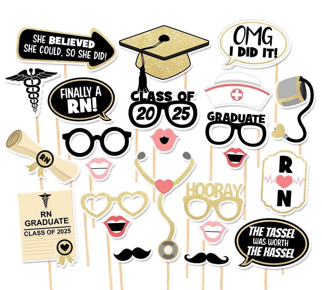 Printable RN Nurse 2025 Graduation Photo Booth Props - Nurse Photobooth ...