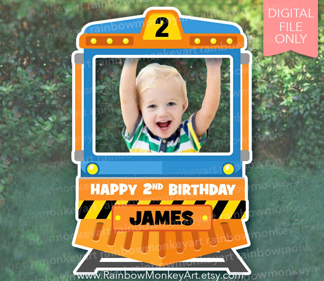 Train Printable Photo Booth Frame - Blue Train Photo Booth Frame Train ...