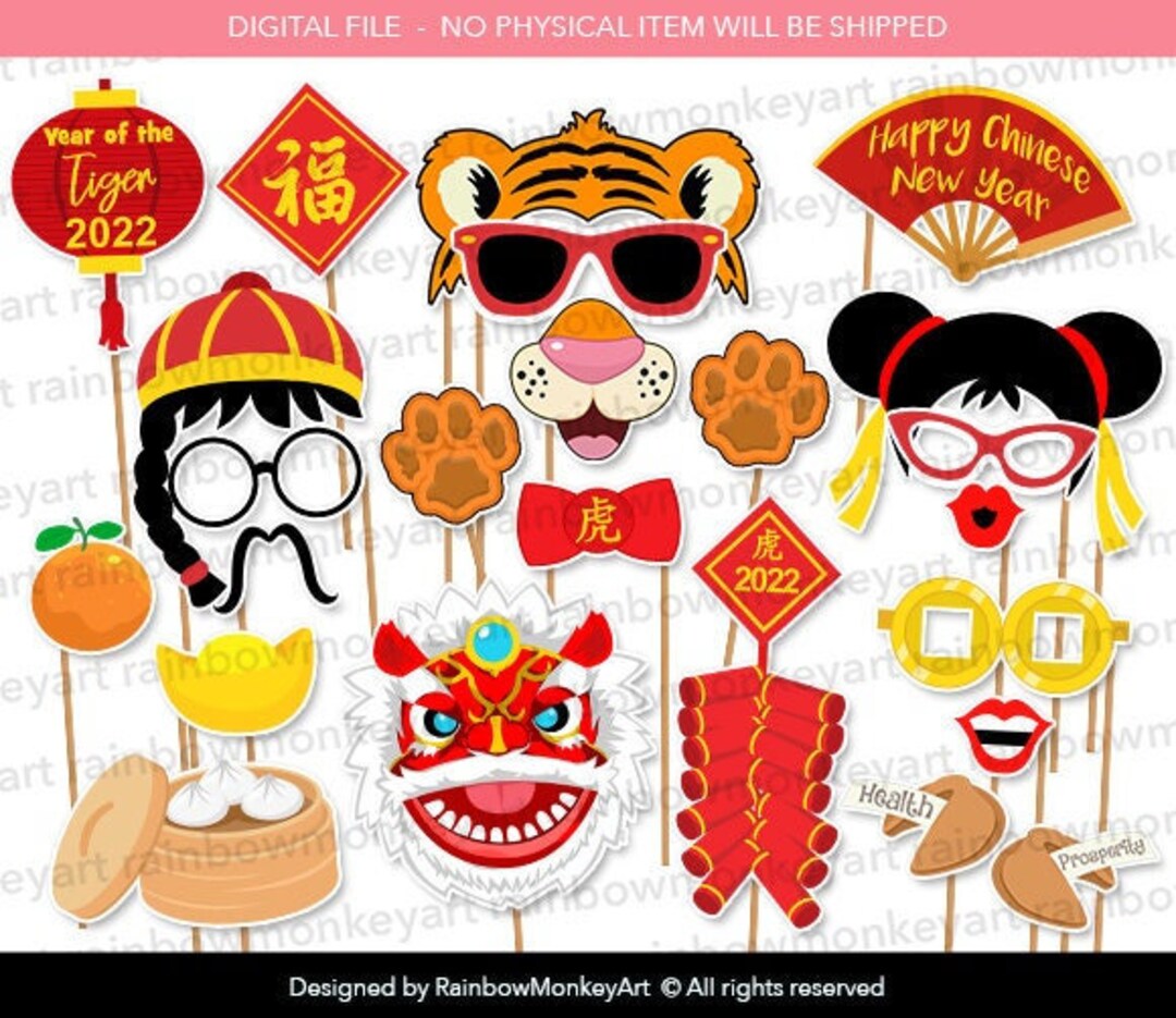 Chinese New Year Photo Booth Props - Year of the Tiger Photobooth Props ...