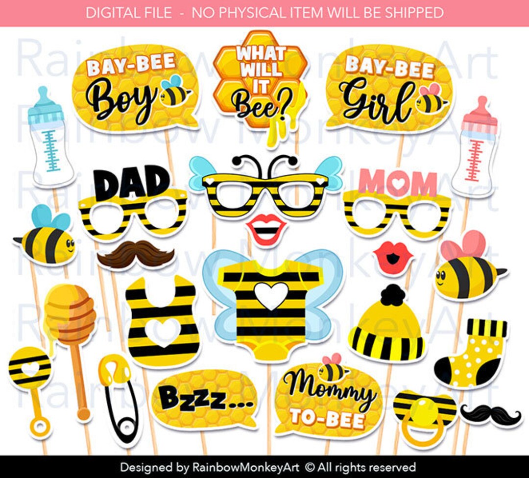 Bee Baby Shower Photobooth Props - Bee Baby Shower Photo Booth Props ...