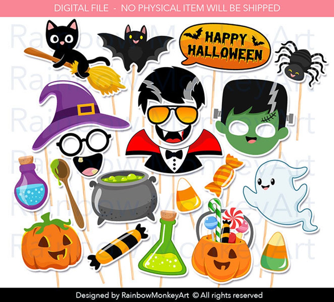 Printable Halloween Photo Booth Props - Kids Halloween Party Photobooth ...
