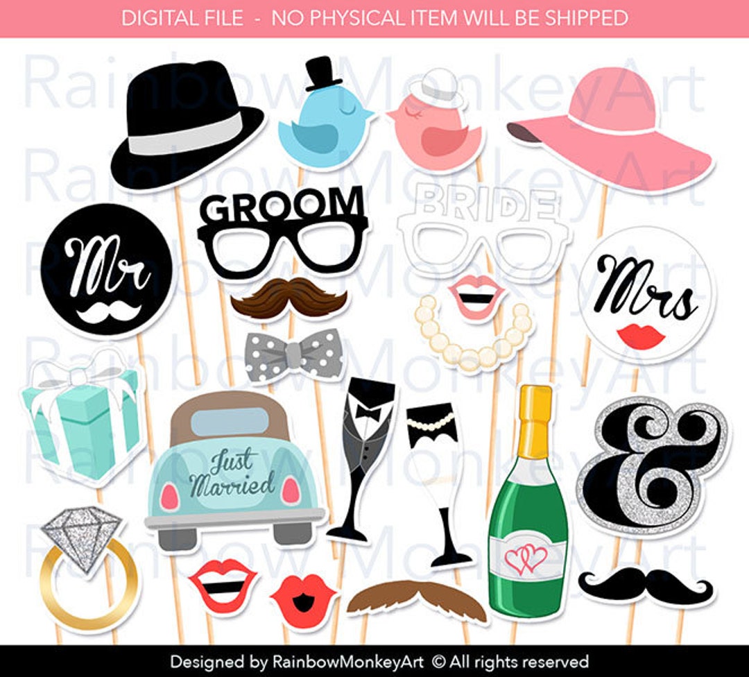 Printable Wedding Photo Booth Props - Wedding Photo Booth Props ...