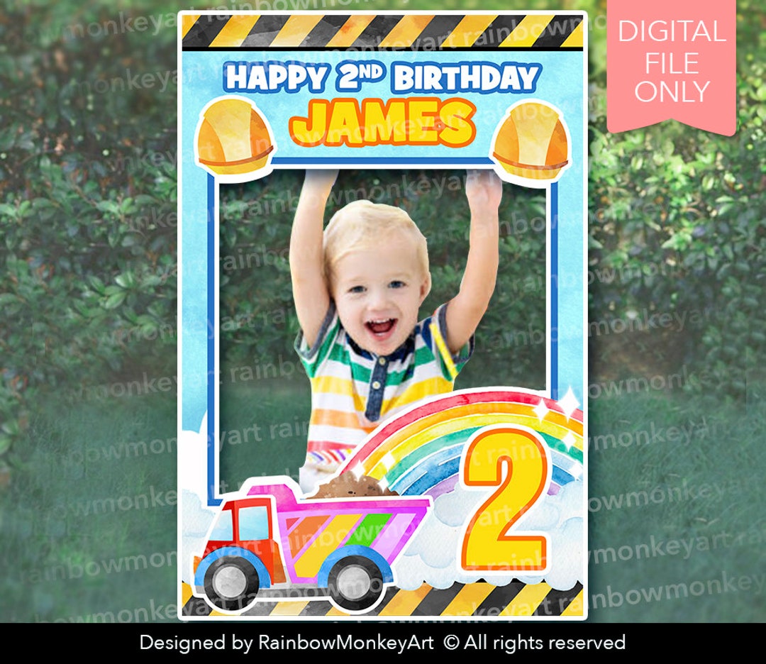 Construction Printable Photo Booth Frame - Rainbow Truck Photo Booth ...